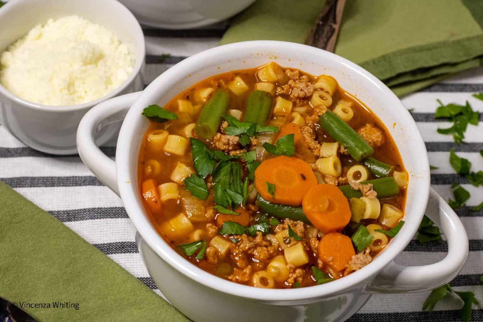 Italian Chicken Rosa Marina Soup with Spinach and Tomatoes