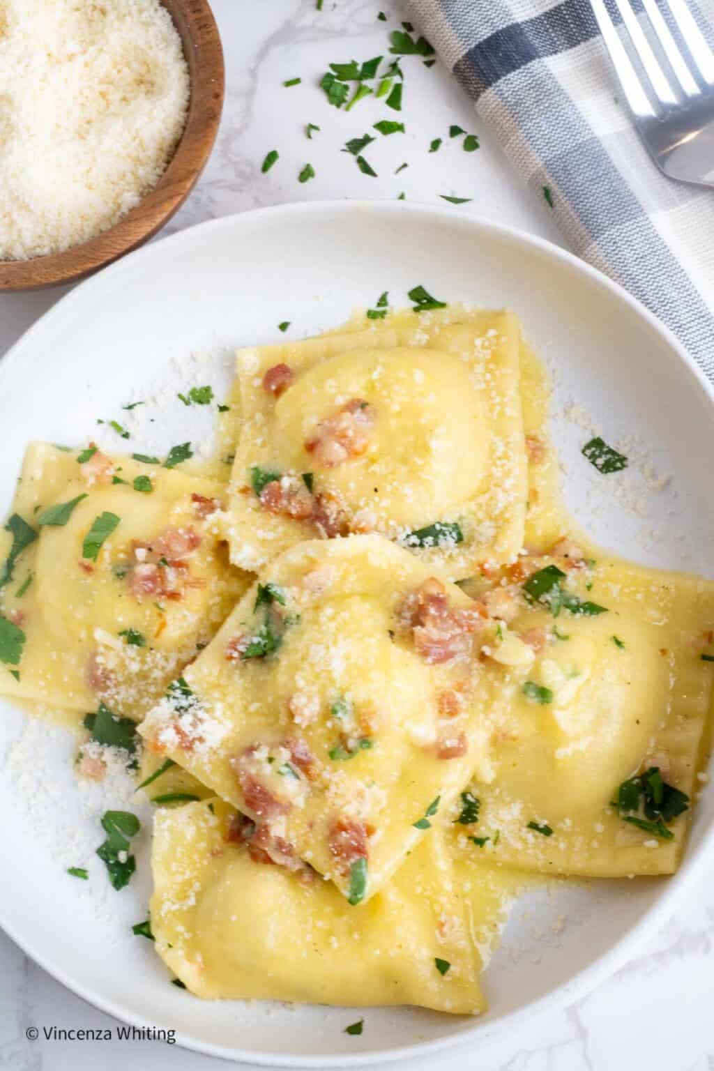 Ravioli Carbonara - Authentic Italian Recipe