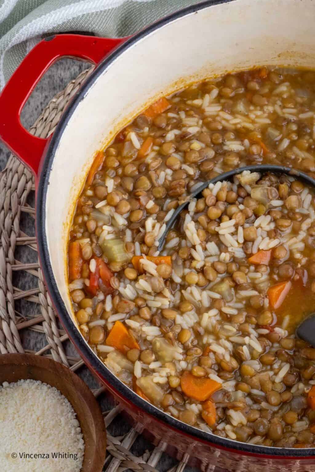 Classic Italian Lentil and Rice Soup (Lenticchie e Riso) - Enza's Quail ...